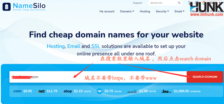 外贸域名购买-namesilo上购买域名(含namesilo优惠码,可支付宝付款) - Hunk