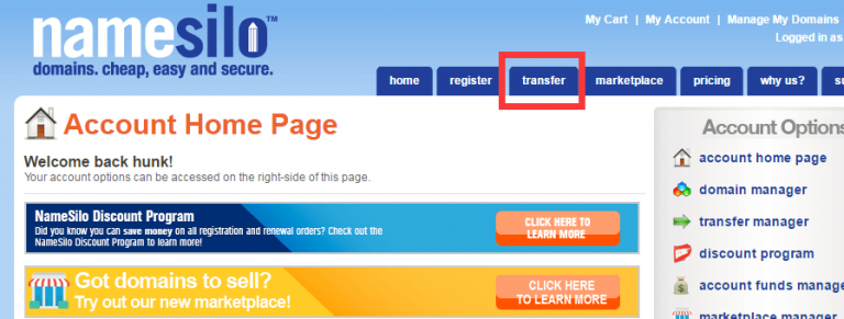 Bluehost域名转到Namesilo流程 - Hunk
